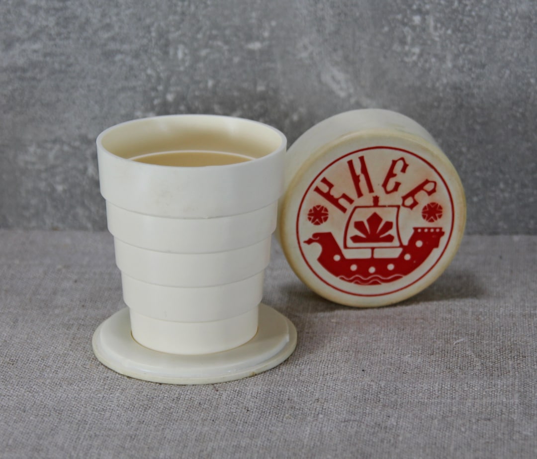 Vintage Soviet Folding Plastic Travel Glass kyiv Made in the USSR in ...