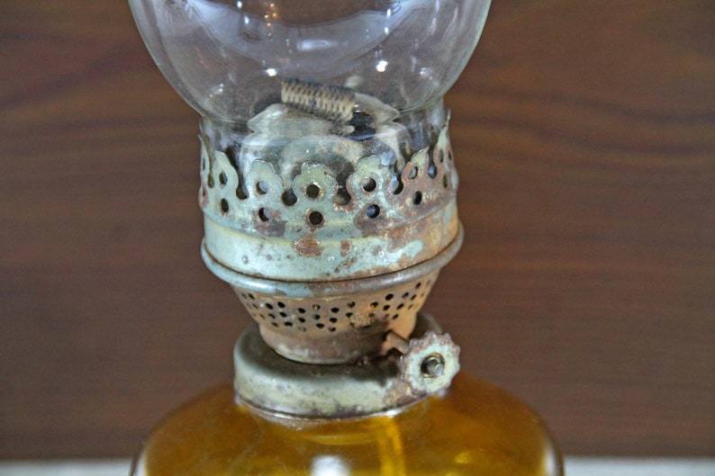 Vintage Primitive Oil Lamp, Kerosene Pedestal Oil Lamp, Vintage Home ...