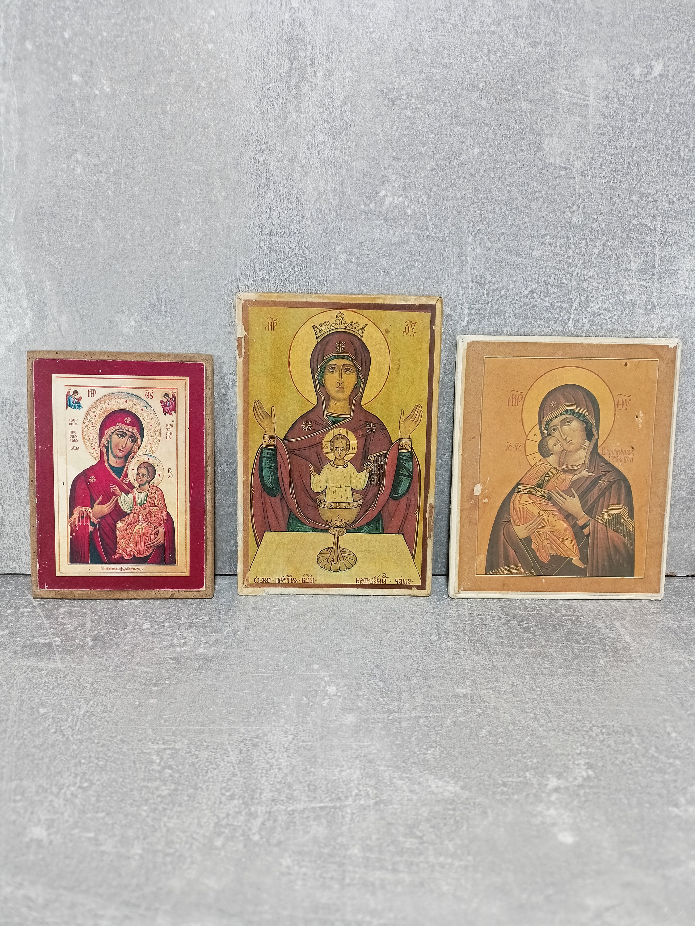 Antique Orthodox Print Icons Saints/ Mother of God Set of Small Printed ...