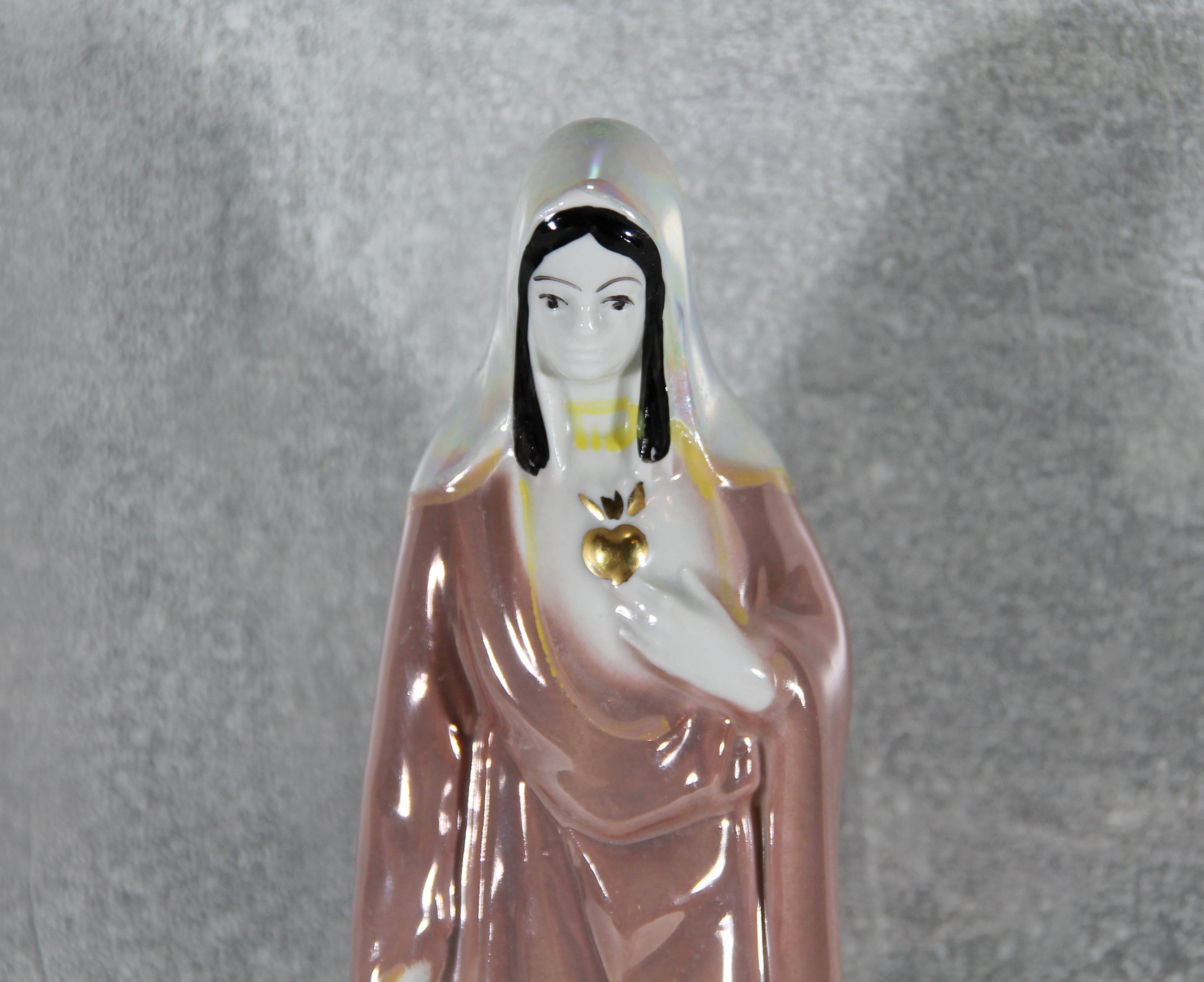 Antique Figurine, Madonna Virgin Mary. Glazed Porcelain, White, Powder ...