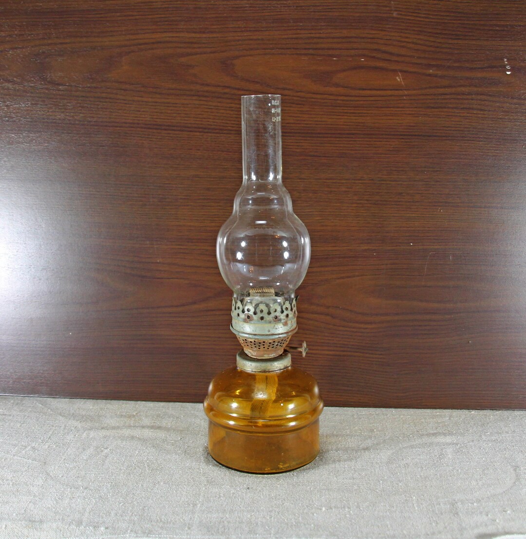 Vintage Primitive Oil Lamp, Kerosene Pedestal Oil Lamp, Vintage Home ...