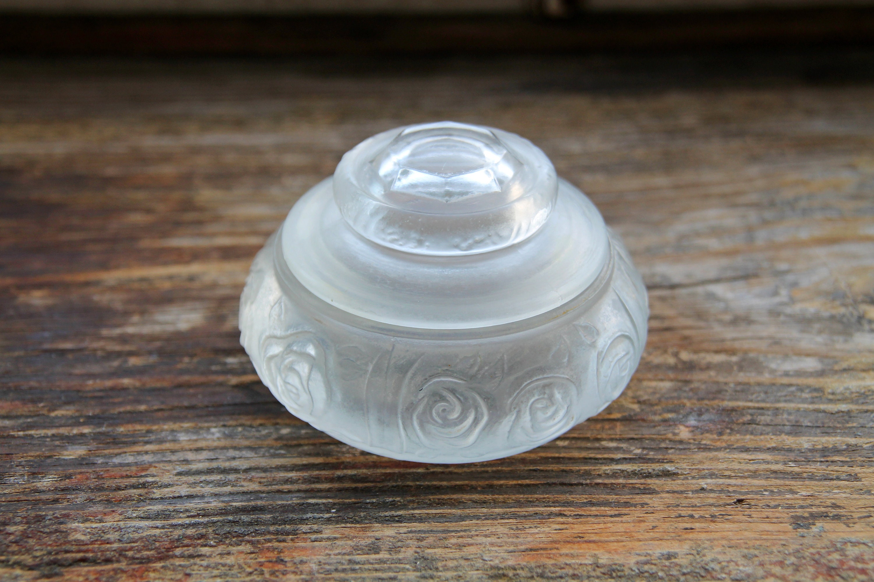 Vintage Glass Powder Box. Powder Box Rose. Entourage Powder - Etsy