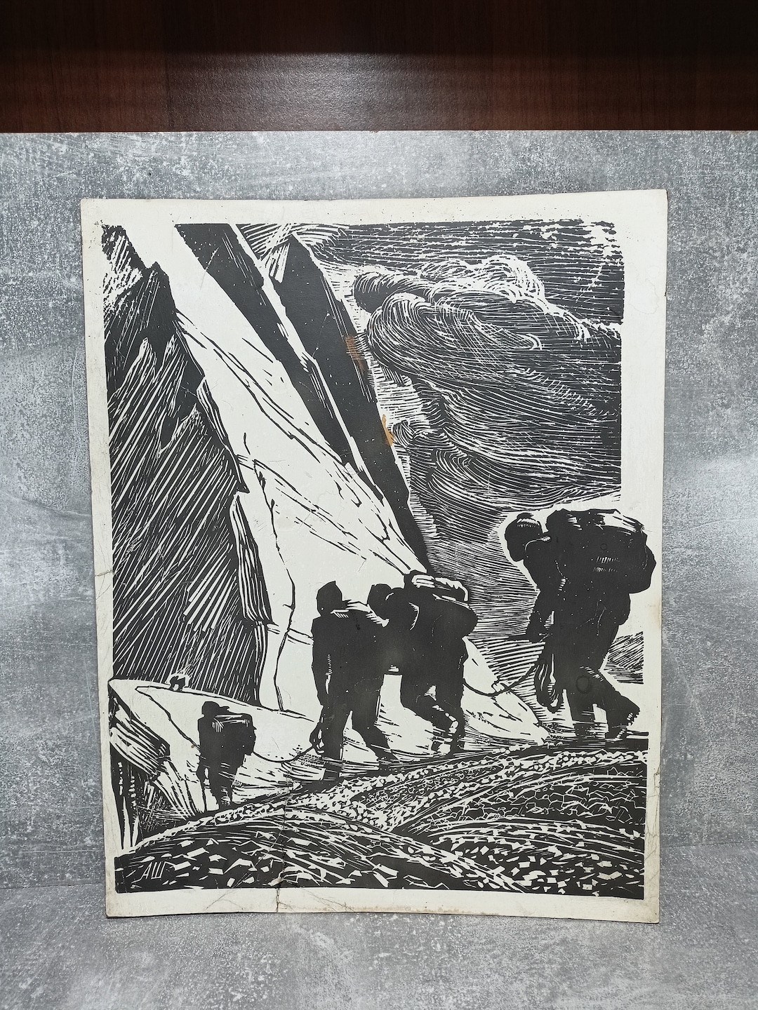 Vintage Picture of Climbers Expedition, Collection Photo on Plywood ...
