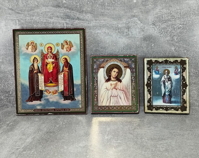 Modern Set Orthodox Icons of Saints and Angels. Print on Paper ...