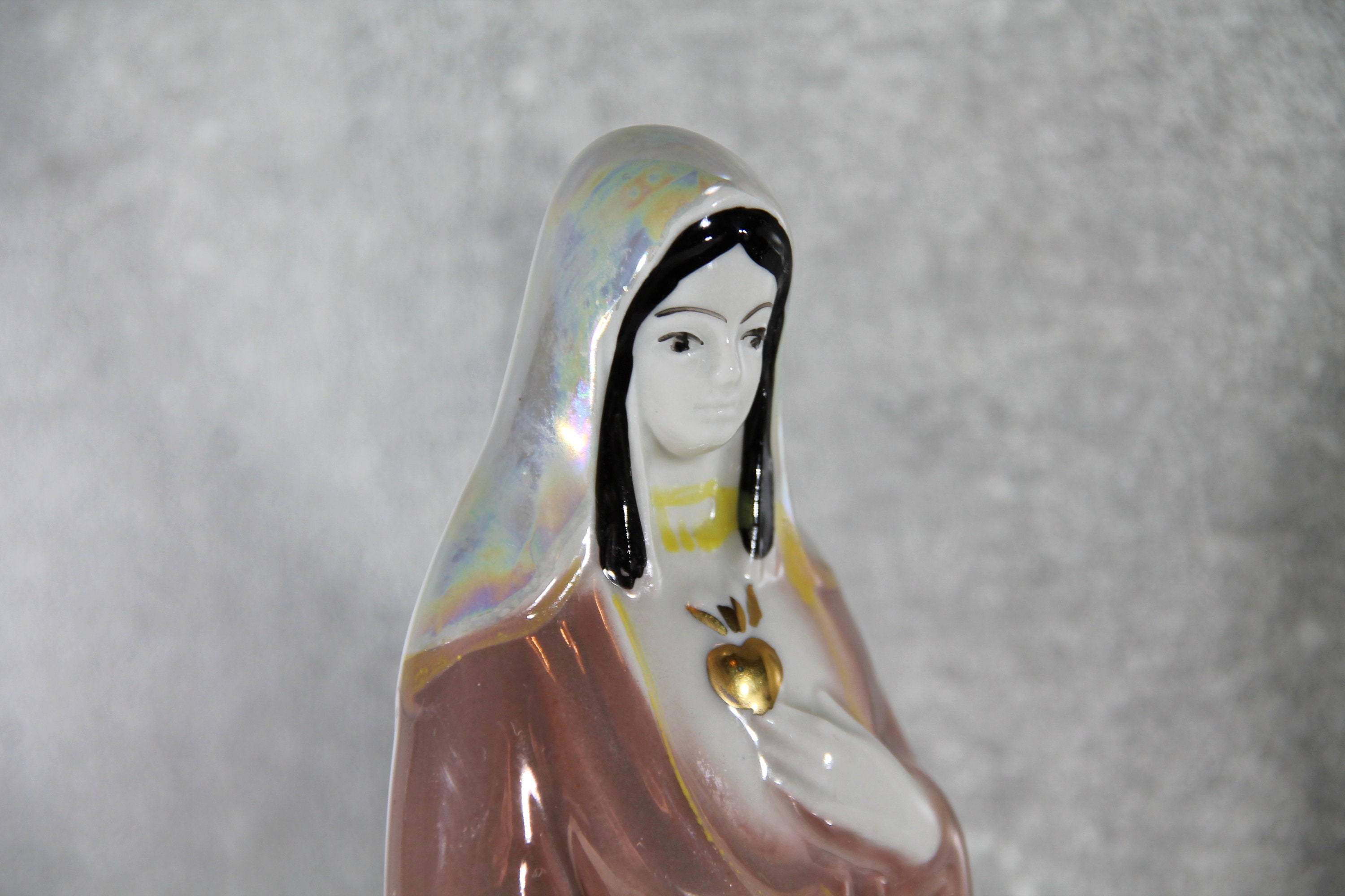 Antique Figurine, Madonna Virgin Mary. Glazed Porcelain, White, Powder ...