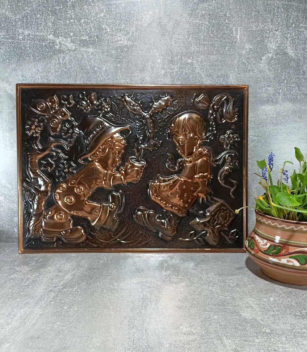 Vintage Embossing, Soviet Painting, a Boy and Girl, Fairy Tales, Wall ...