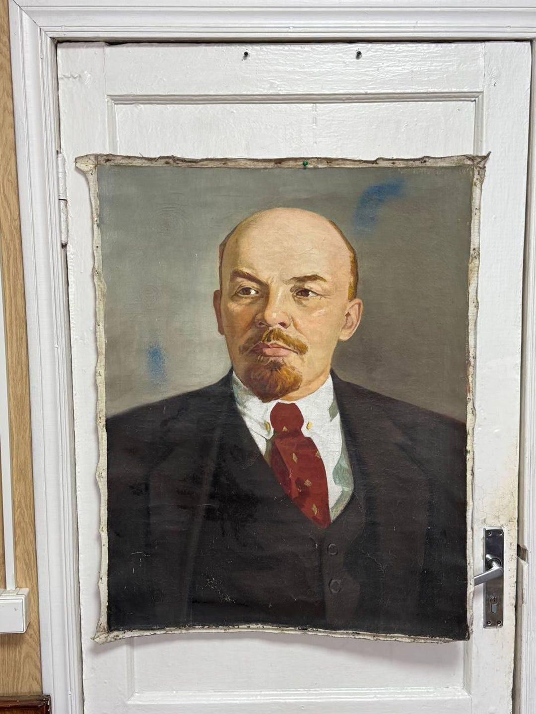 Portrait Lenin, Vintage Oil Portrait on Canvas. Large Oil Painting. - Etsy