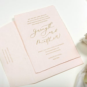 Gwenyth Letterpress Wedding Invitation Sample - Blush Handmade Paper ...