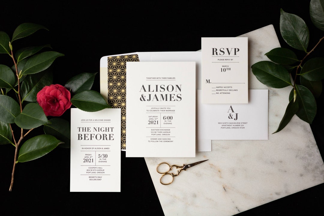 Oblation Letterpress White 4-ply Museum Board Wedding Invitation Alison ...