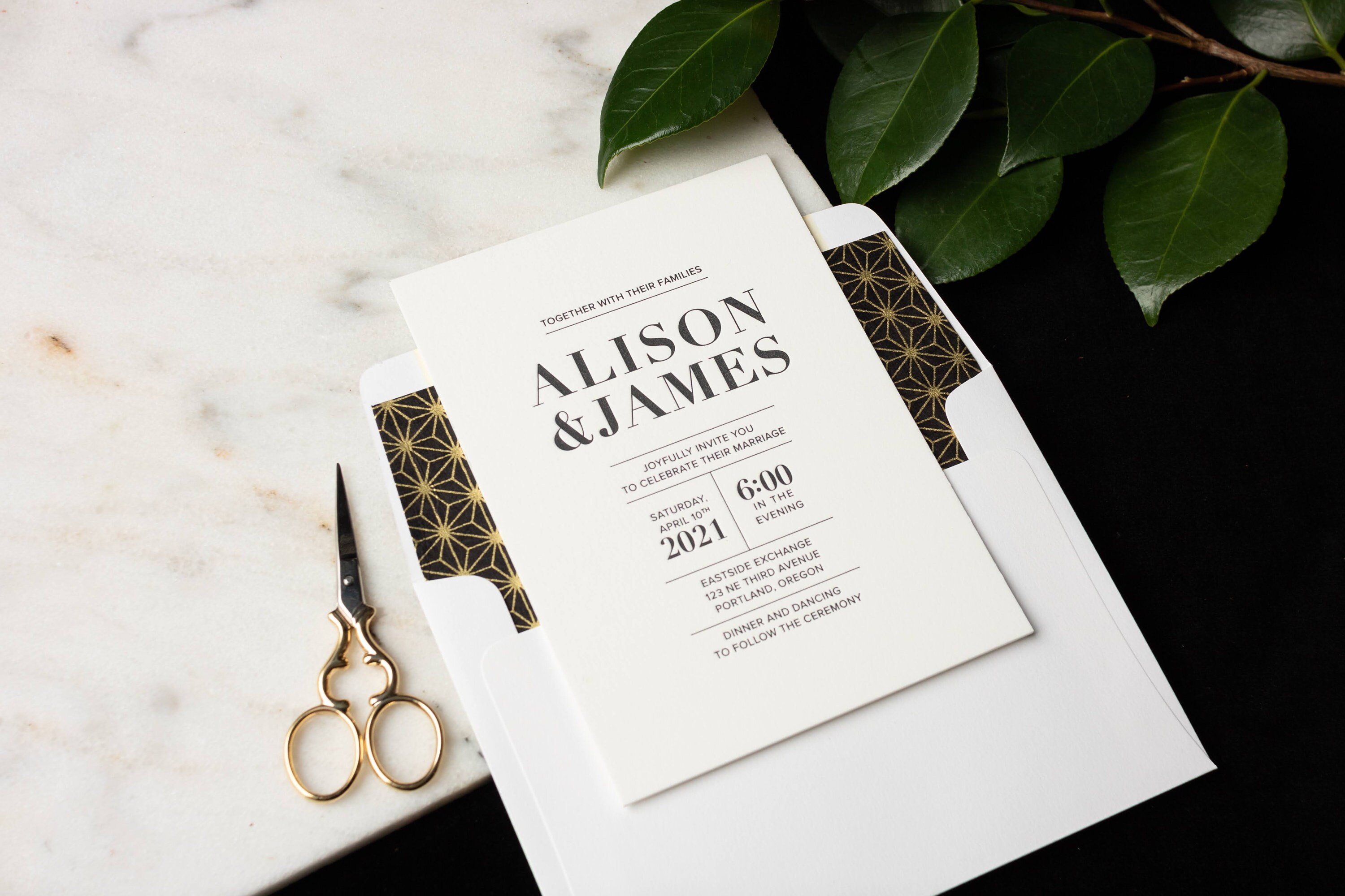 Oblation Letterpress White 4-ply Museum Board Wedding Invitation Alison ...