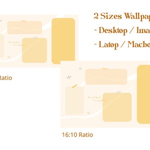 Yellow Floral Desktop Wallpaper 2 Designs Neutral Desktop | Etsy