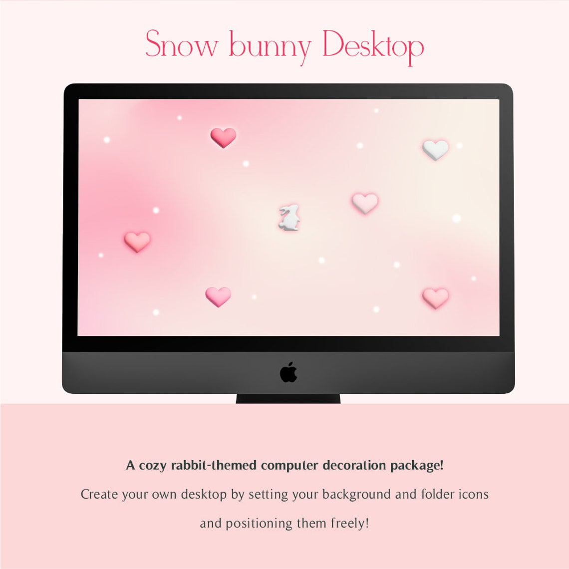 Pink Snow Bunny Desktop Wallpaper | Soft Desktop Wallpaper | Lovely ...