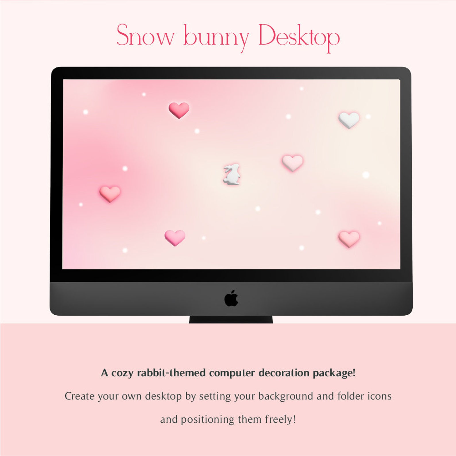Pink Snow Bunny Desktop Wallpaper | Soft Desktop Wallpaper | Lovely ...