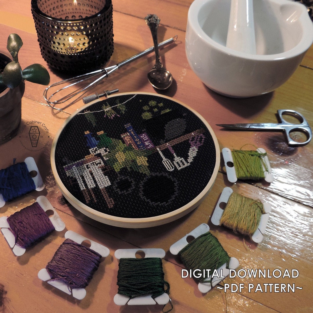 Kitchen Witch Shelf PDF Cross-stitch Pattern Spells Herbs - Etsy