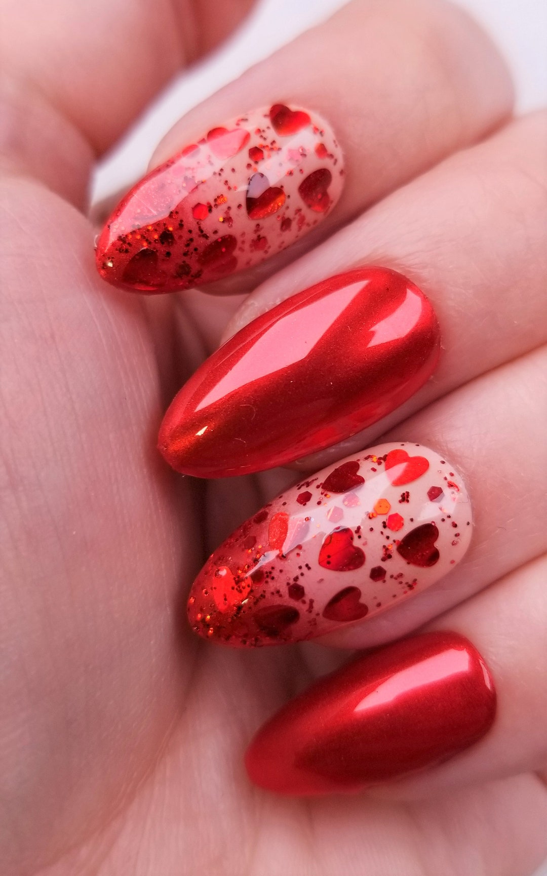 Red Heart Ombre Apres Nails - Etsy