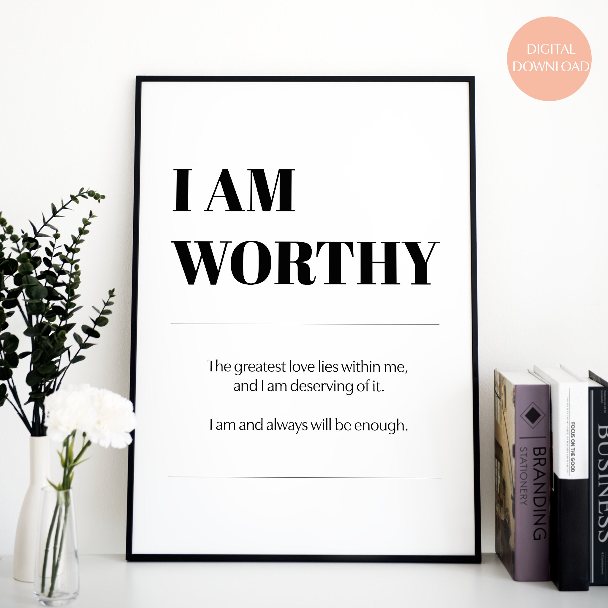 Black and White Quote, Affirmation Quote Poster, Positive Affirmation ...