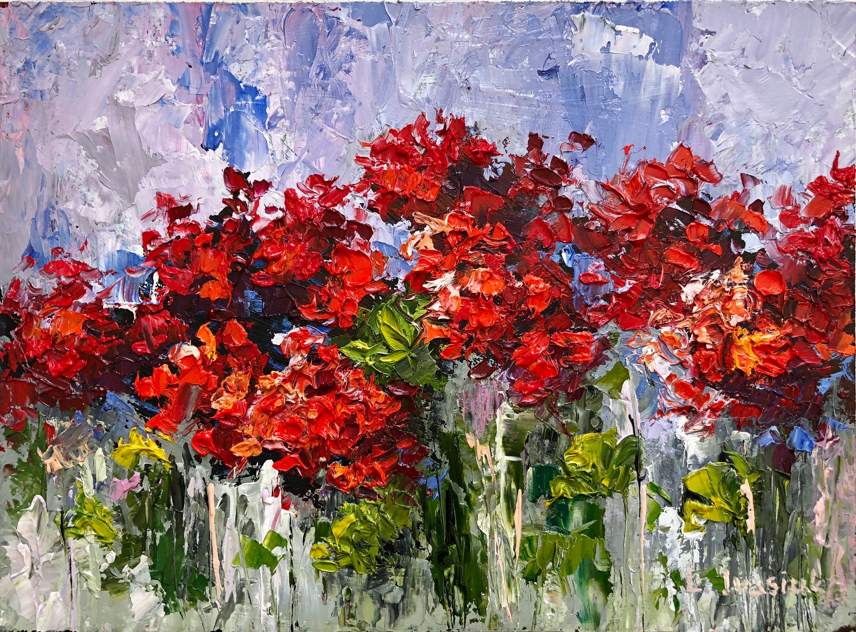 Red Geranium Painting Floral Original Art Impasto Oil Painting - Etsy