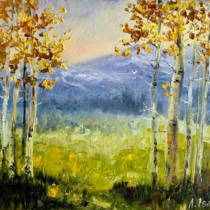 Colorado Landscape Painting Aspen Trees Artwork Forest Wall Art Oil ...