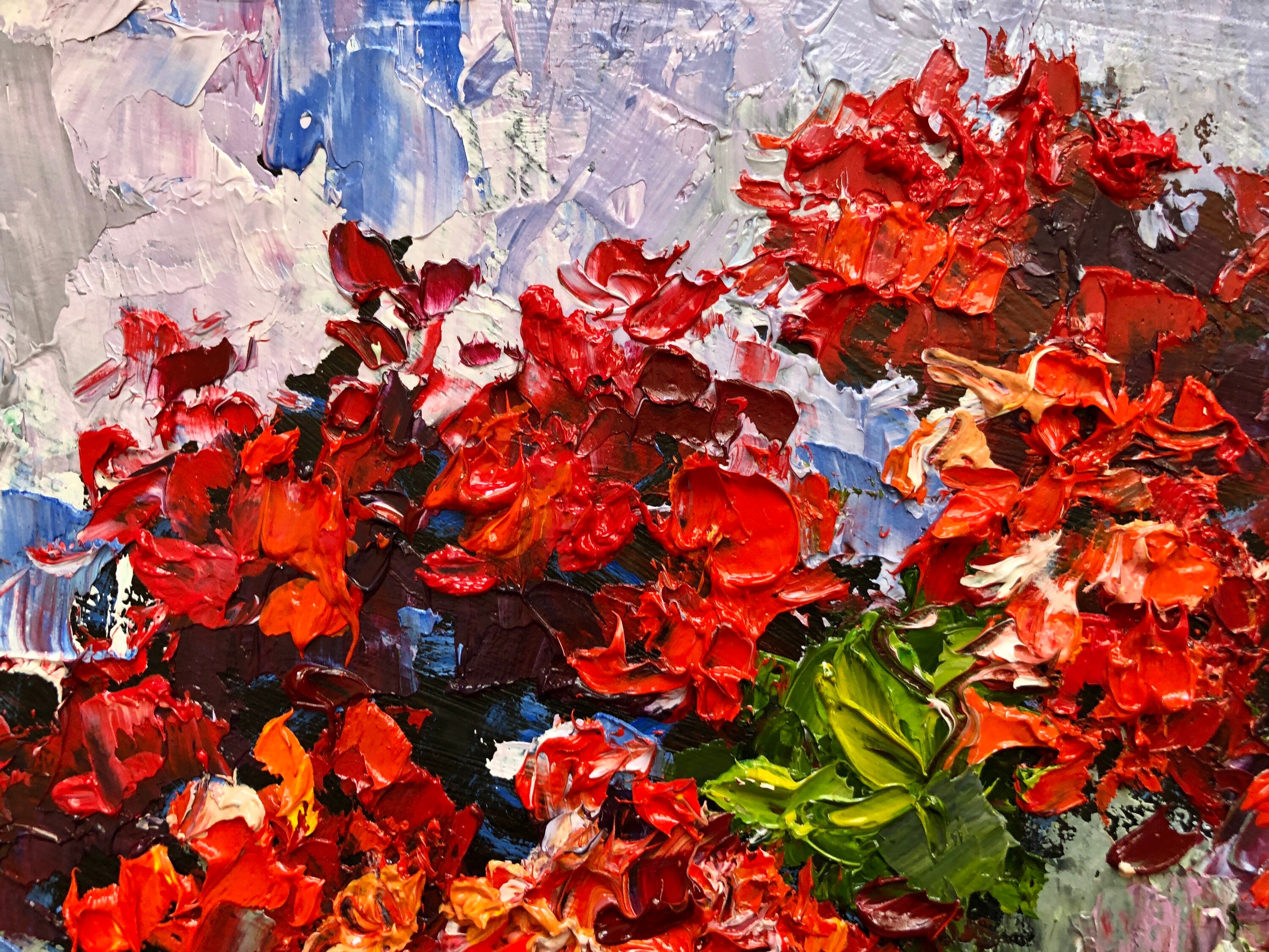 Red Geranium Painting Floral Original Art Impasto Oil Painting - Etsy