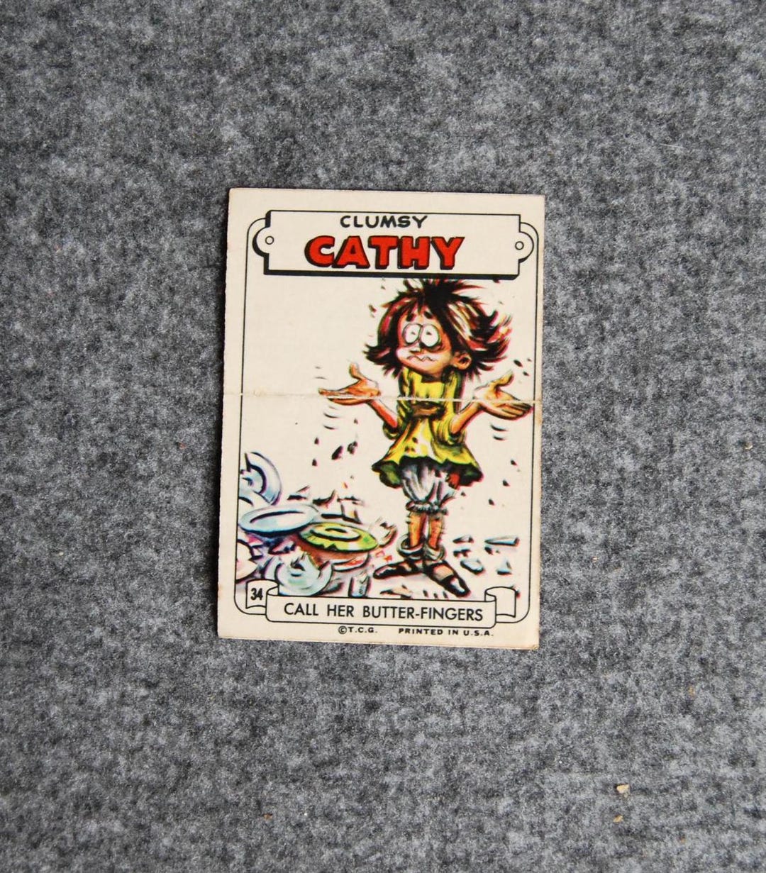 1966 Topps Slob Sticker Clumsy Cathy, No. 34, T.C.G, Sticker, Retro ...