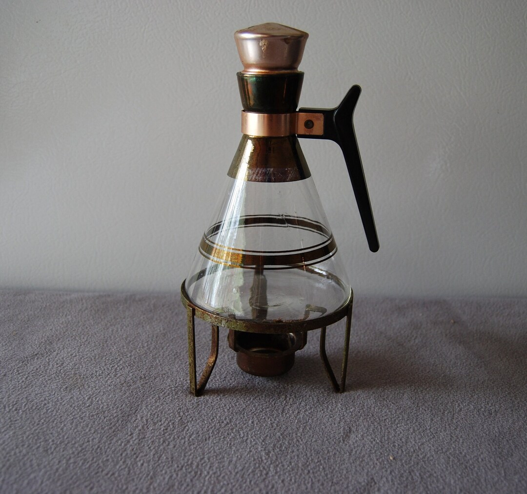 Vintage 1950's Coffee Carafe With Cork Stopper and Candle Warmer Stand ...