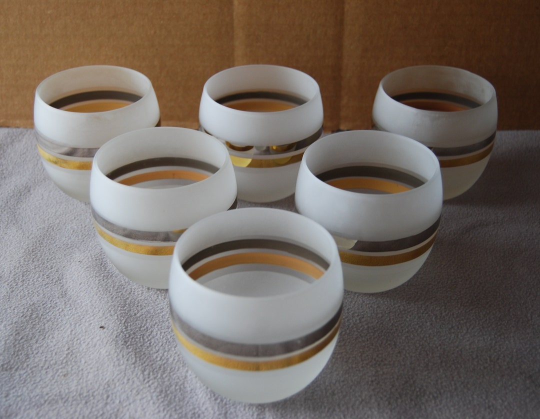 Vintage Frosted Roly Poly Glasses, Bar Glasses, Mid Century Modern ...