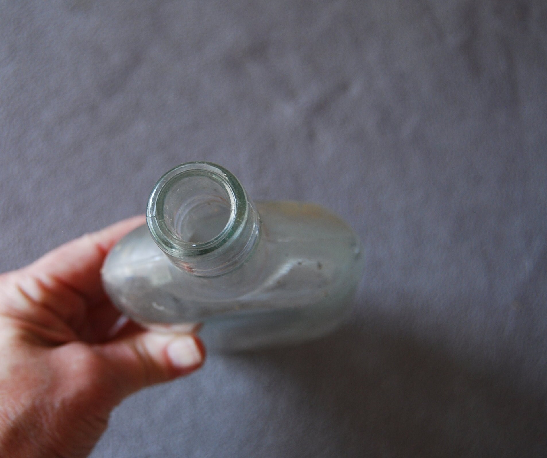 Vintage Clear Glass Bottle, Flask Shaped Bottle, Farmhouse Decor! - Etsy