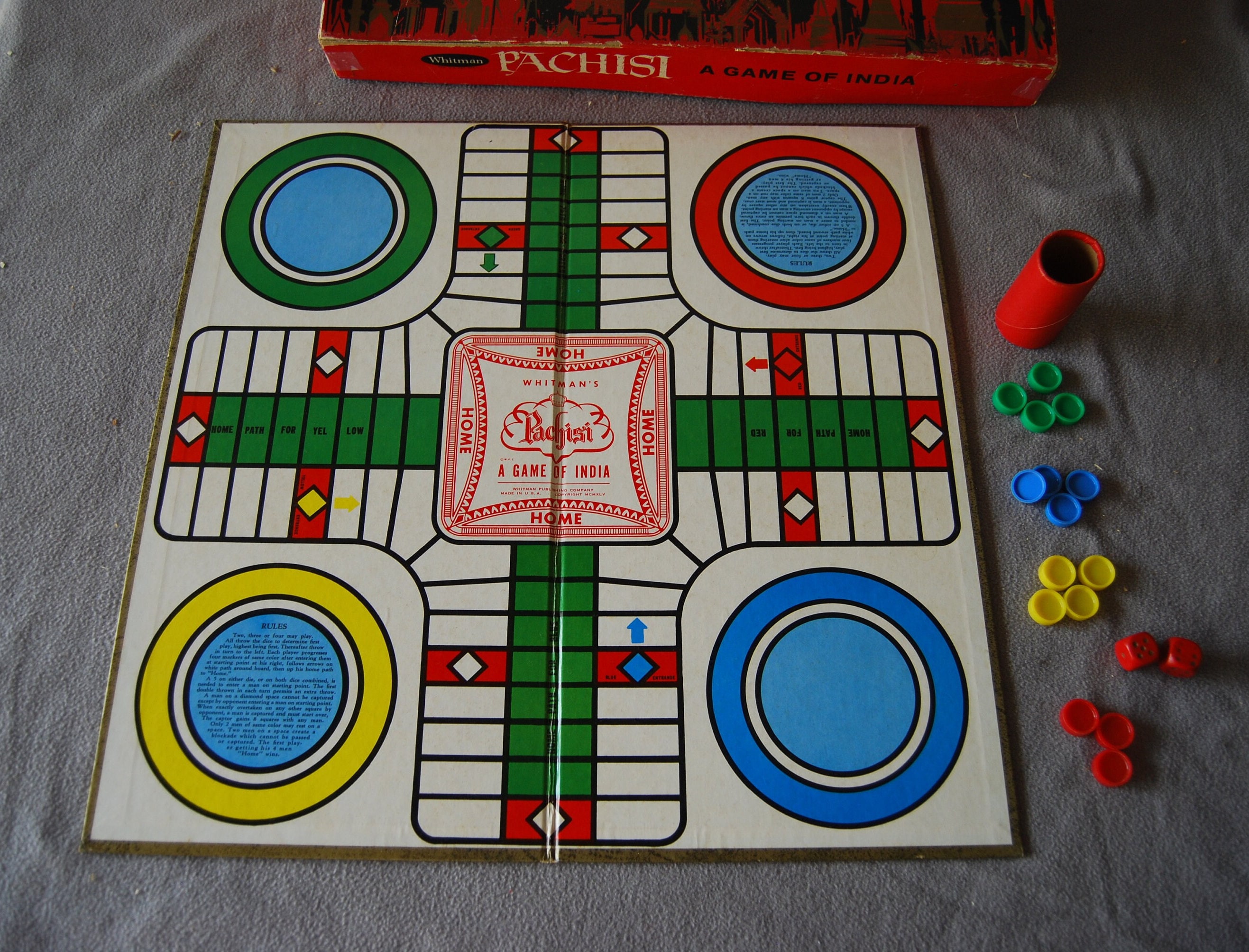 Original, Vintage 1962 Pachisi Game, Board Game, Whitman Publishing Co ...