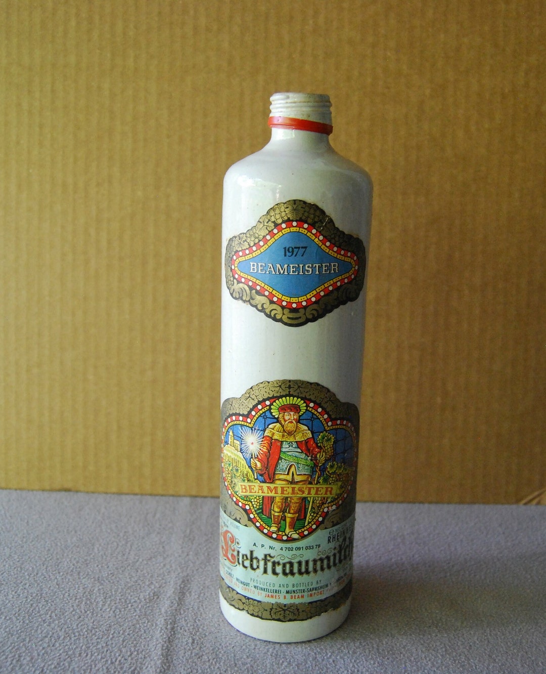 1977 Beameister Liebfraumilch Wine Bottle, White Rhine Wine Stoneware ...