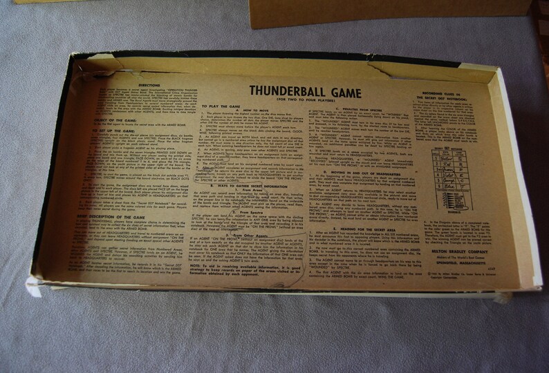 1965 Thunderball Game, James Bond 007, Milton Bradley, Board Game, Toy ...