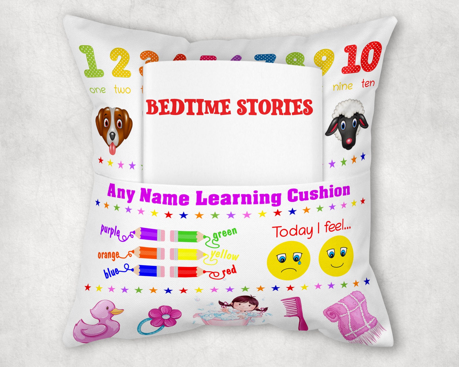 Personalised English Learning Book Cushion Cover Pillow Story - Etsy UK