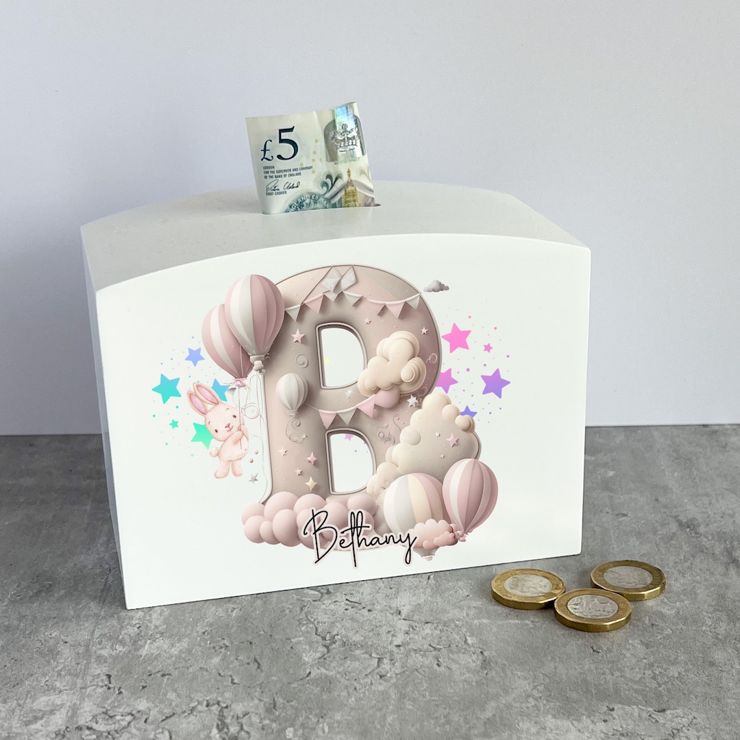 Money Box Wooden Money Box First Money Box Personalised Money Box ...