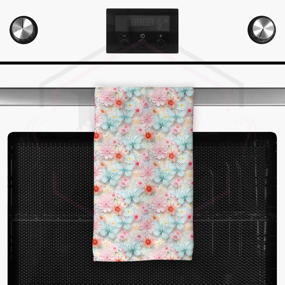 Tea Towel | 3D Effect Butterfly Kitchen Towel | Spring Themed Kitchen ...