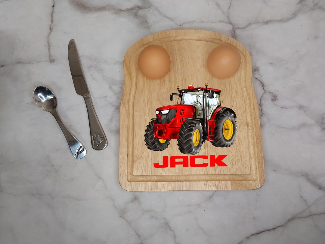 Personalised Tractor Themed Breakfast Board | Tractor Breakfast Plate ...