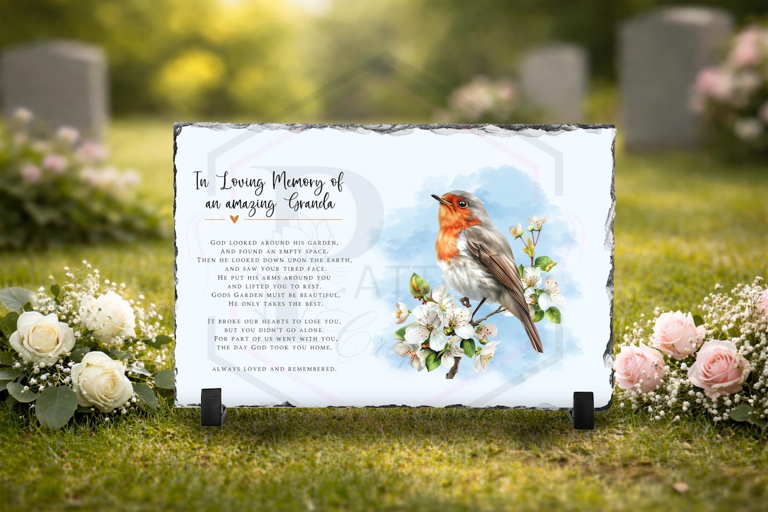Personalised Robin Memorial Slate Plaque| Robin Grave Marker | in ...