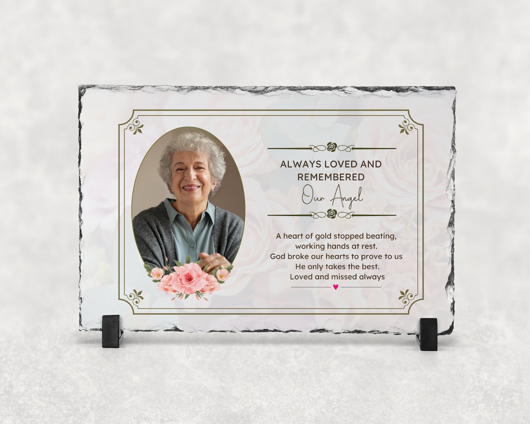 Memorial Slate | Personalised Photo Memorial Slate | Grave Marker ...