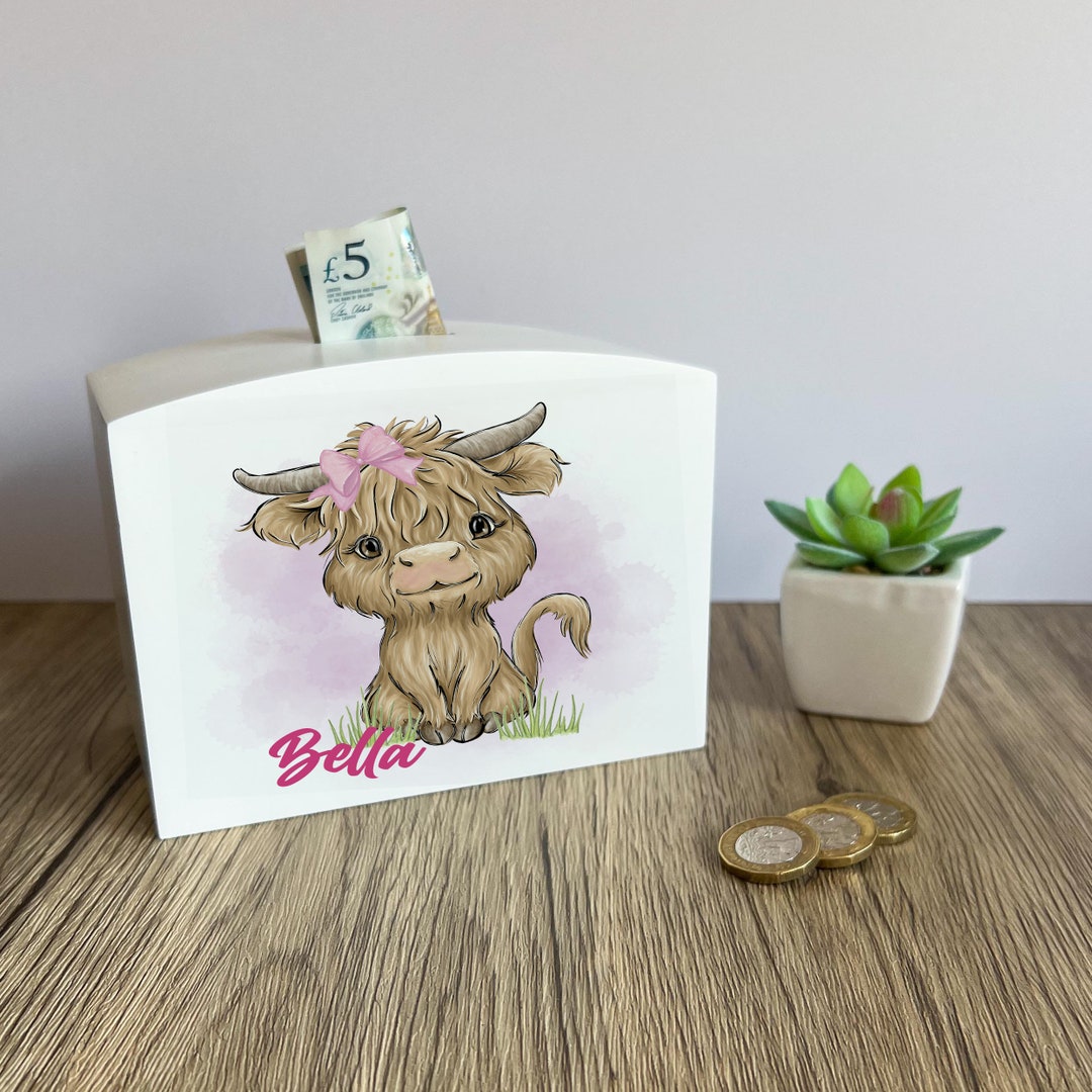 Highland Cow Wooden Rectangular Shaped Money Box - Etsy