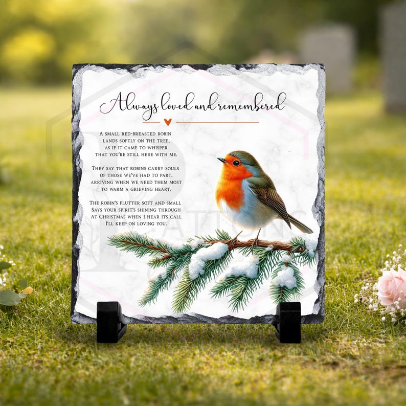 Robin Memorial Slate Plaque | Always Loved & Remembered Grave Marker ...