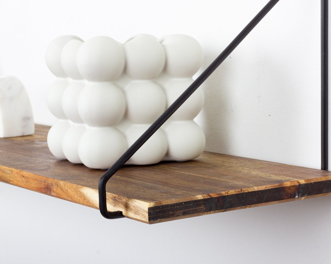 Wooden Wall Shelf, Metal Console Wire, Retro Hanging Shelf, Shelf for ...