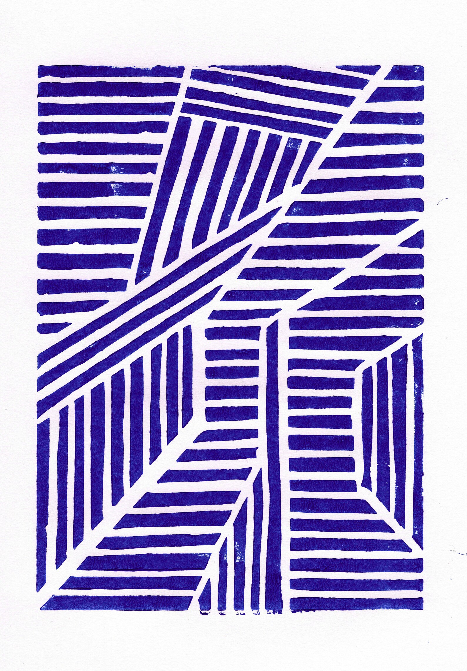 Linoldruck Kunstdruck Abstraktes Geometrisches Muster Blau A4 - Etsy.de