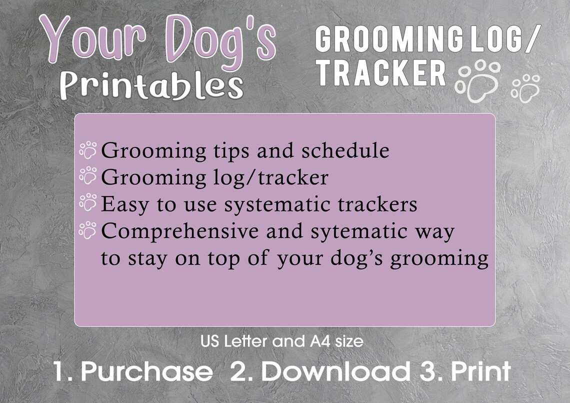 Dog Grooming Printable- Grooming Schedule for Dogs -customised for ...