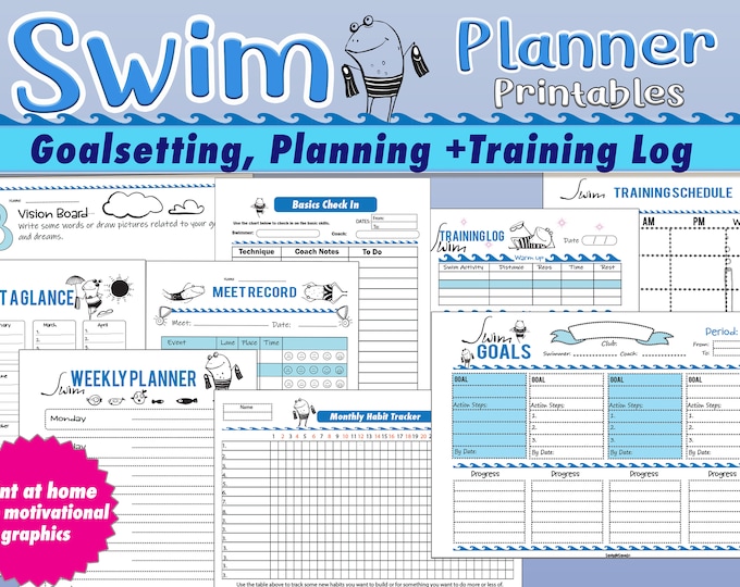 Swim Printable, Swim Training Log, Goal Tracking, Swim Goals Setting ...