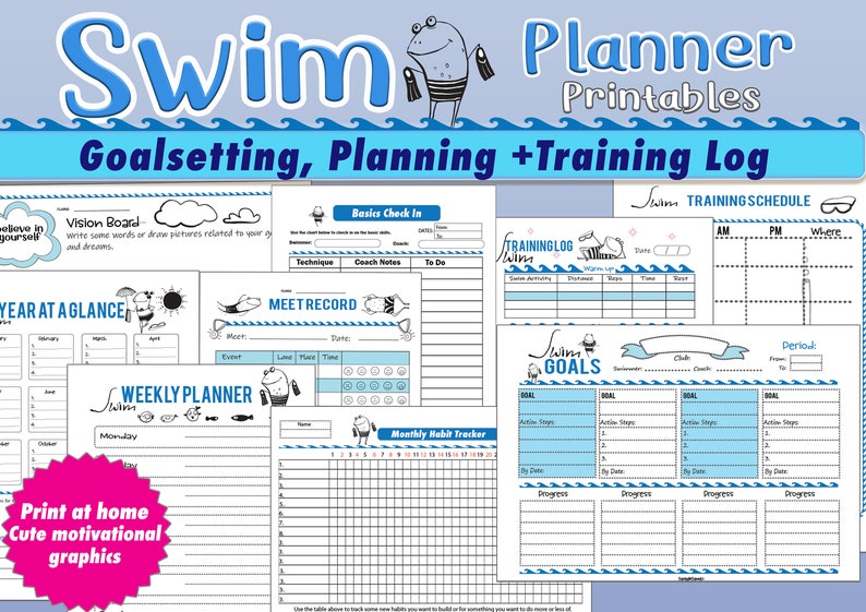 Swim Printable, Swim Training Log, Goal Tracking, Swim Goals Setting ...