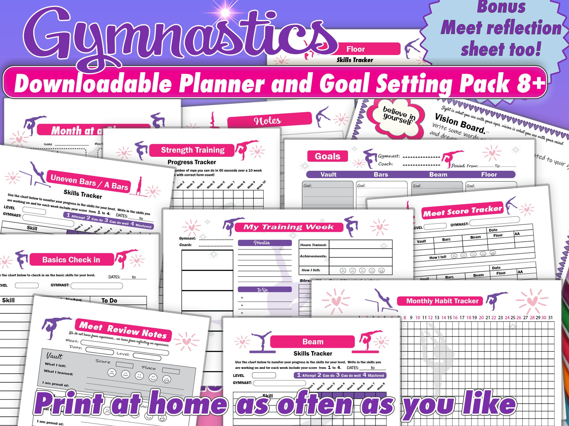 Gymnastics Printable, Goal Tracking Worksheet, My Goals, Goal Setting ...