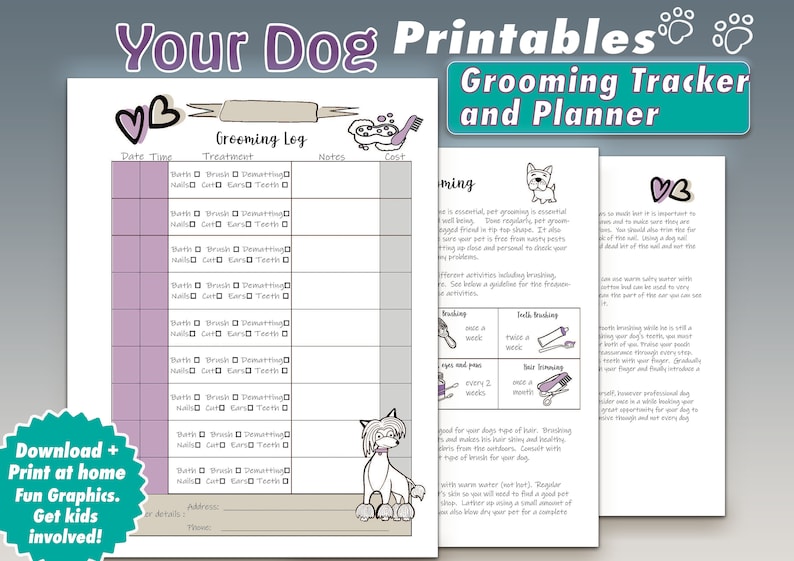 Dog Grooming Printable- Grooming Schedule for Dogs -customised for ...