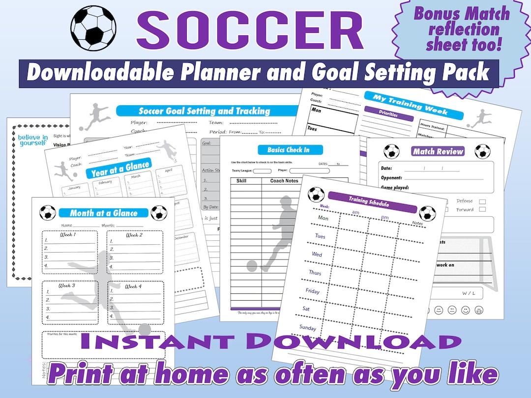 Soccer Planner for Kids, Boys Soccer Goal Setting, Schedule, Month and ...