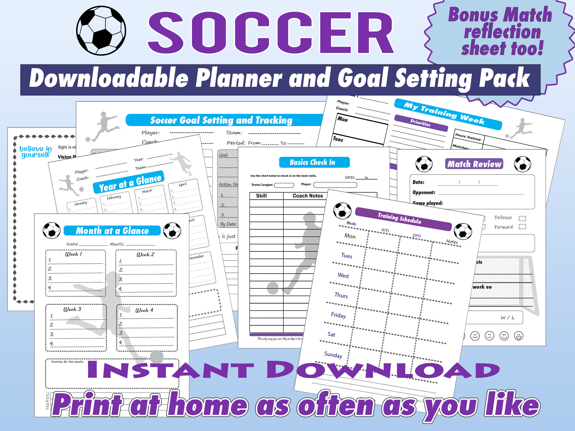 Soccer Planner for Kids, Boys Soccer Goal Setting, Schedule, Month and ...
