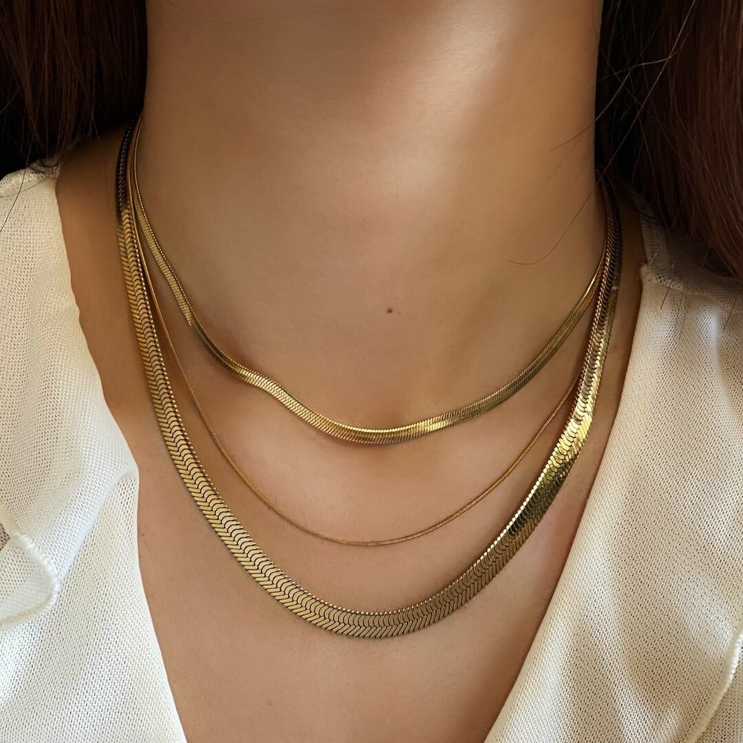 Gold Snake Chain Necklace, Silver Snake Chain, Thick Snake Chain ...