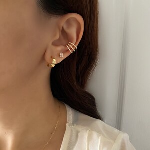Gold Pave Ear Cuff, Triple Conch Ear Cuff, Minimalist Ear Cuff, Dainty ...