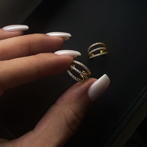 Gold Pave Ear Cuff, Triple Conch Ear Cuff, Minimalist Ear Cuff, Dainty ...